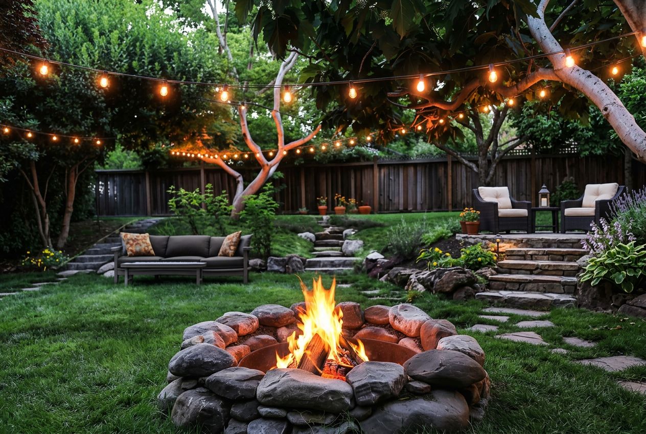 10 Stone and Rock Fire Pit Ideas for Natural Backyard Style - One ...