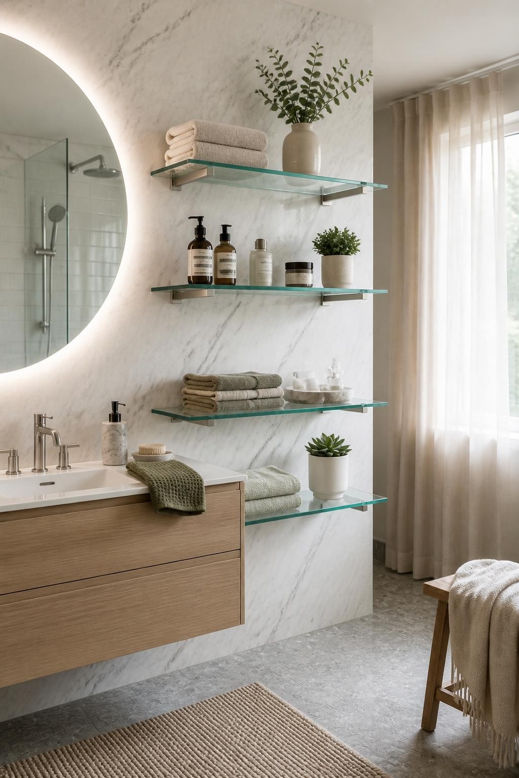 10 Glass Floating Shelves Ideas for Modern Bathrooms - One Energy System