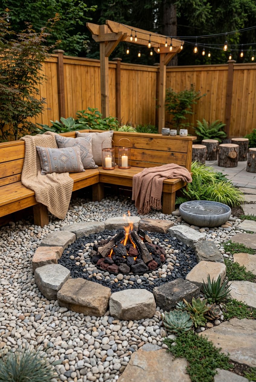 10 Stone and Rock Fire Pit Ideas for Natural Backyard Style - One ...